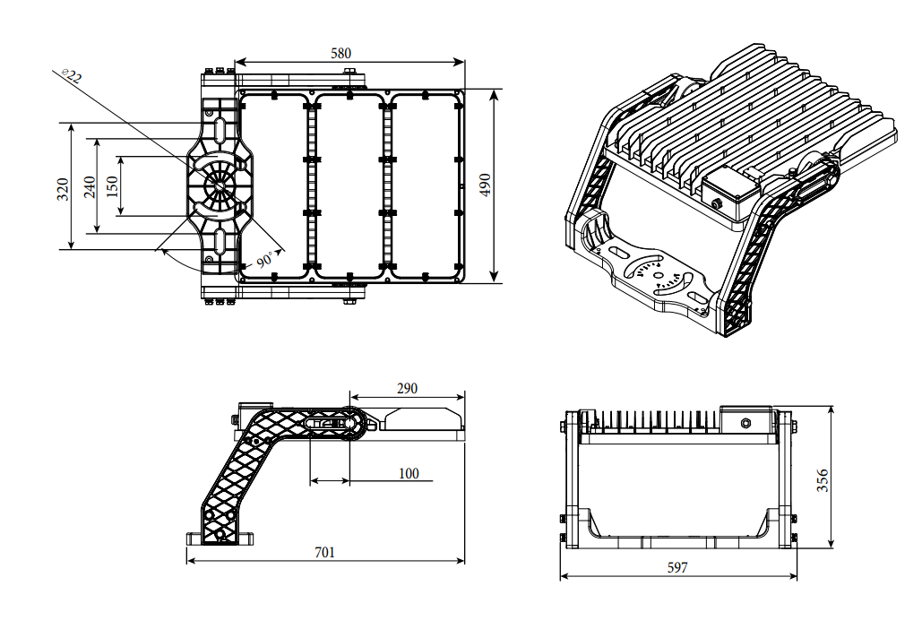 TEXUS SPORT 1000W single color 220V IP66 | IMG-LIGHTING